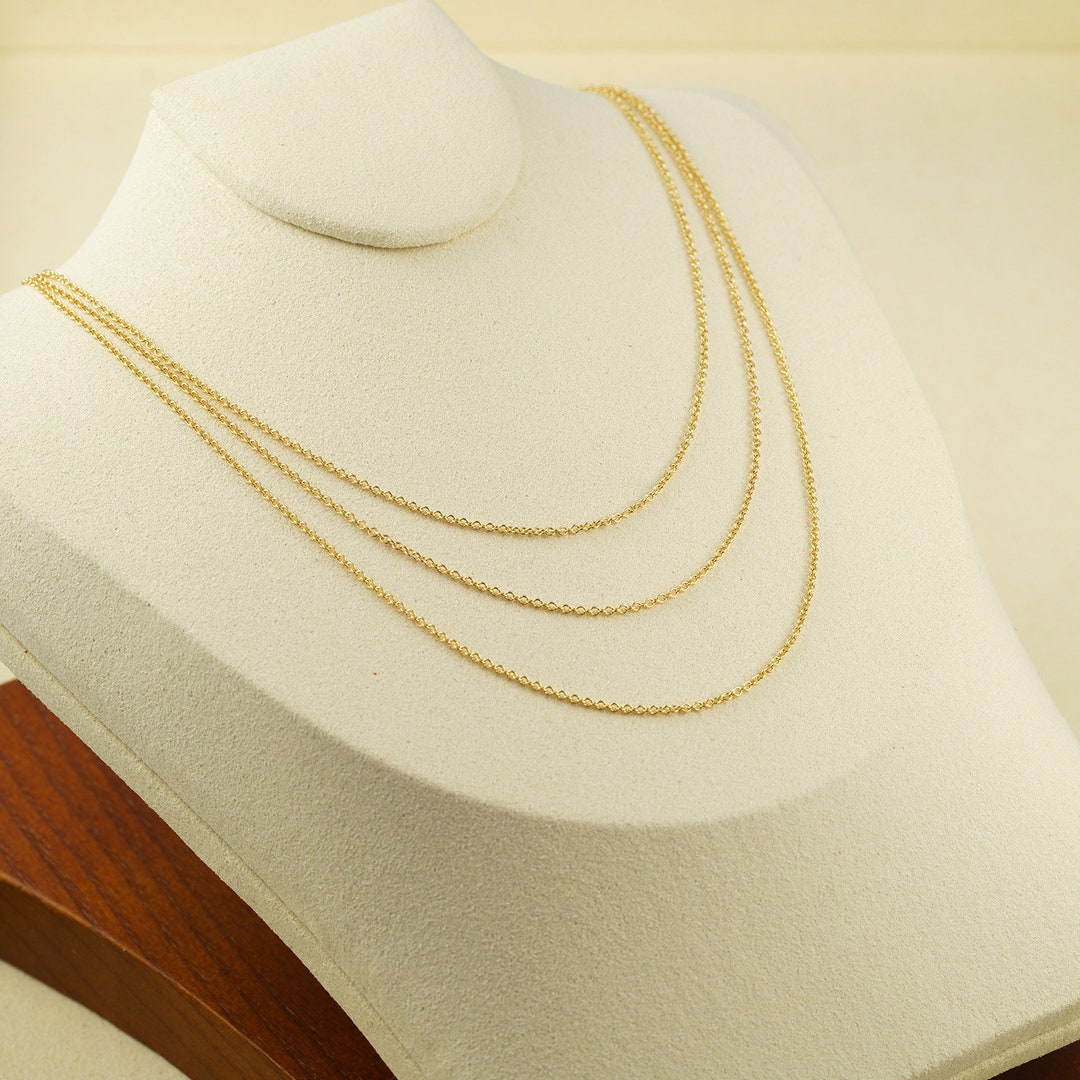 10K Gold Chain Necklace 1.3mm, 10K Solid Gold Chain, Real Gold Chain ...