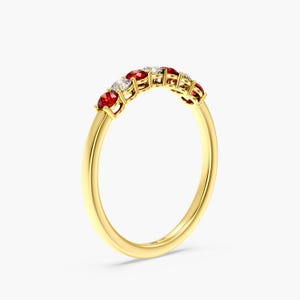 Ruby Diamond Alternating Ring 14K 18K Gold, Ruby Ring, Ruby Wedding Ring, Ruby Diamond Wedding ...
