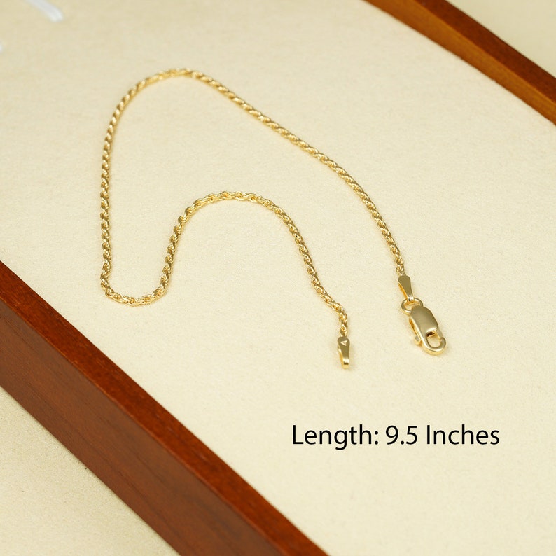 10K Gold Rope Chain Anklet 1.3mm 10K Solid Gold Rope Anklet - Etsy
