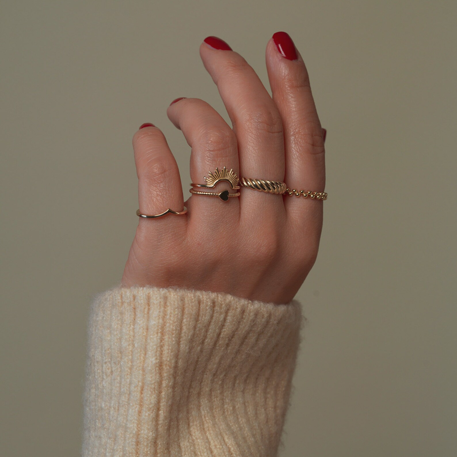 10K Gold Sunrise Ring, 10K Solid Gold Sunrise Ring, Rising Sun Ring ...