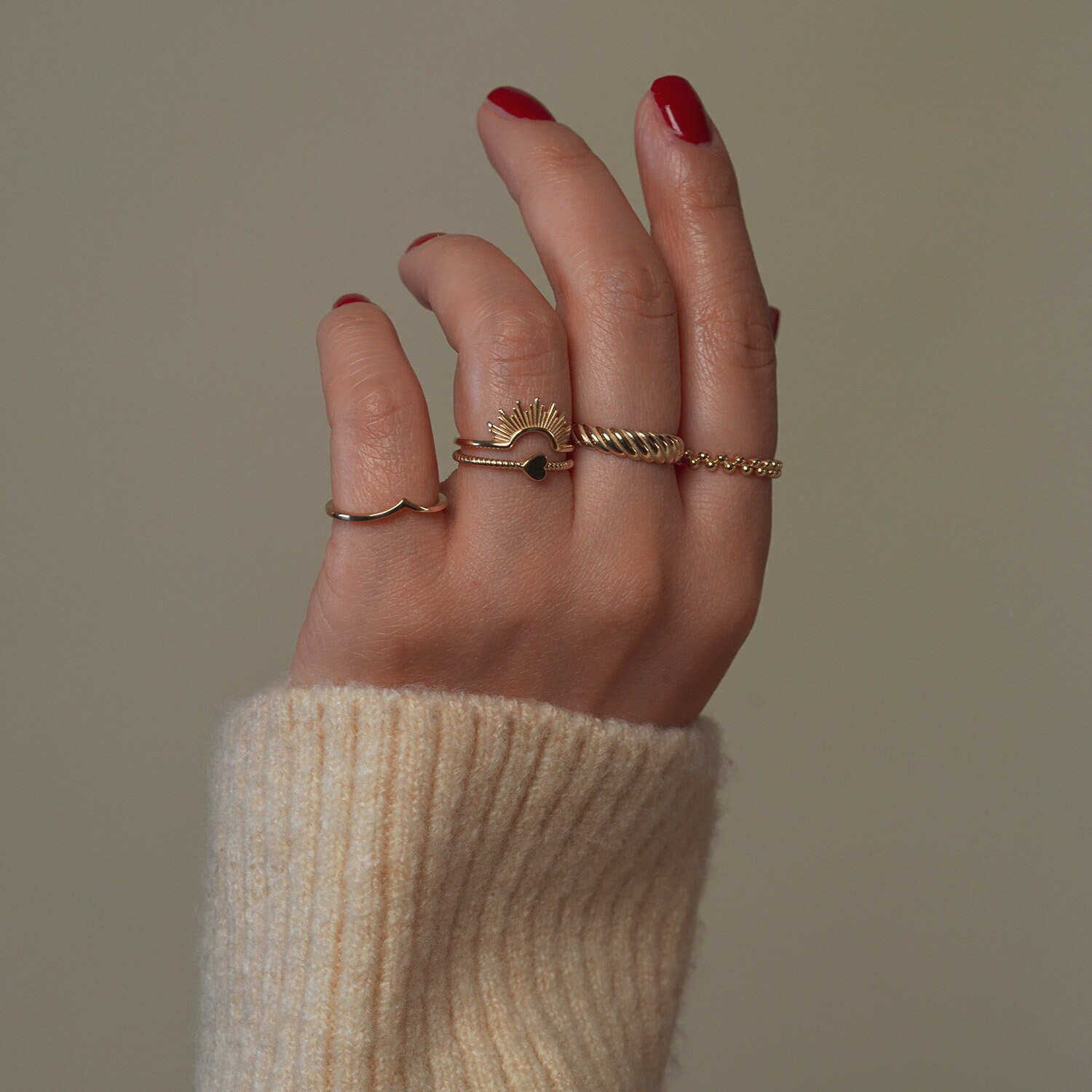 10K Gold Sunrise Ring, 10K Solid Gold Sunrise Ring, Rising Sun Ring ...