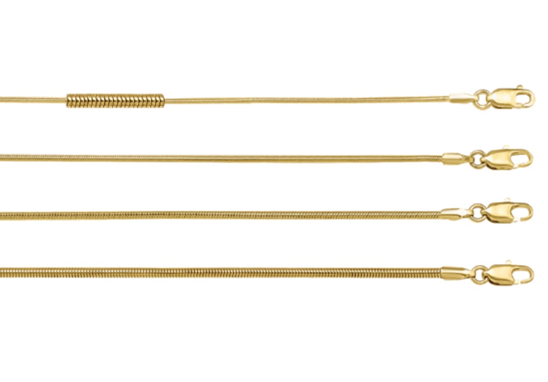 Solid Gold Snake Chain Necklace, Gold Round Snake Chain Necklace in 10K ...