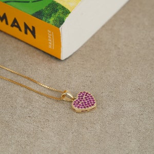 Ruby Heart Necklace 10K Gold, Ruby Heart Pendant Solid Gold, Valentine ...