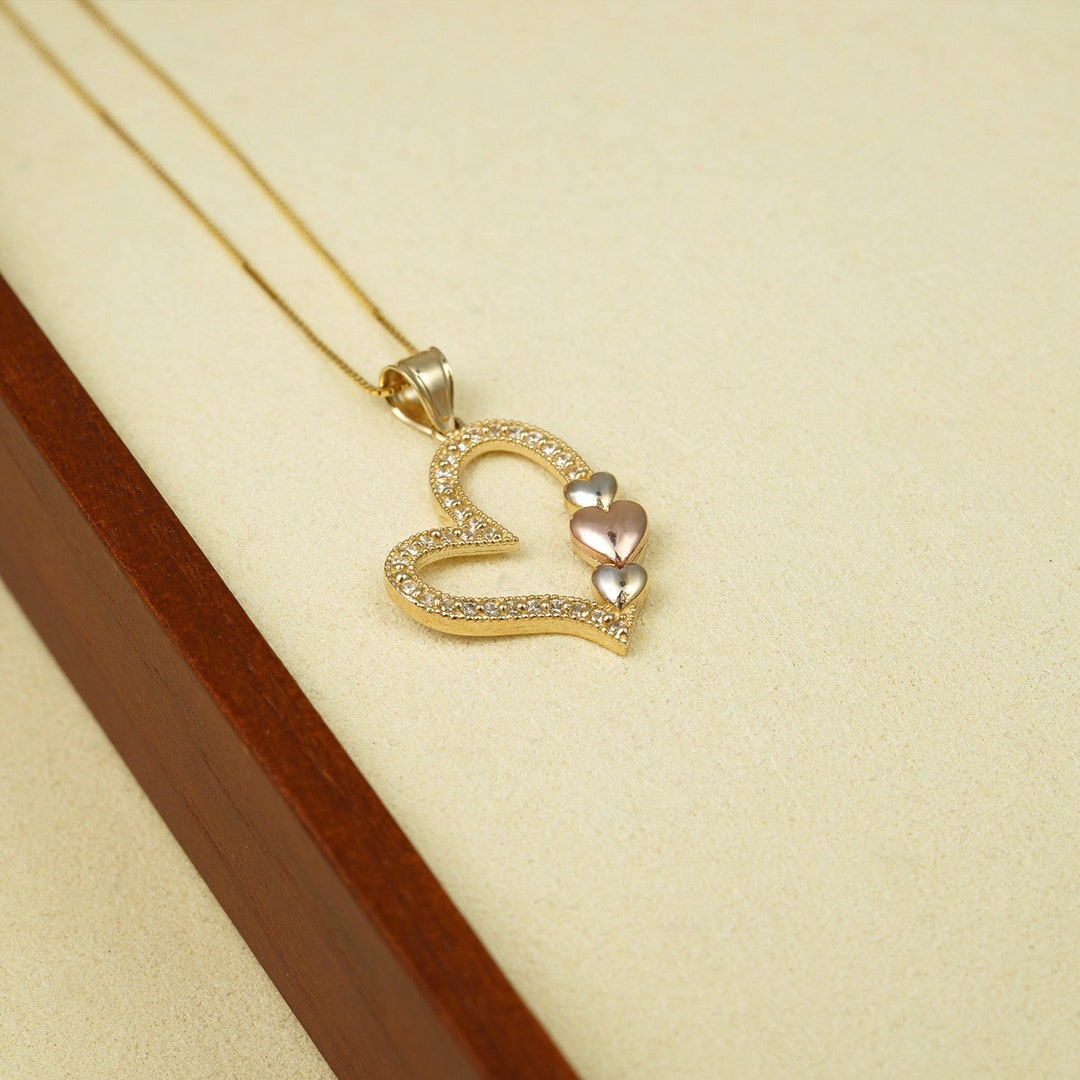 10K Gold Heart Necklace 23x20mm 10K Solid Gold Heart Pendant - Etsy