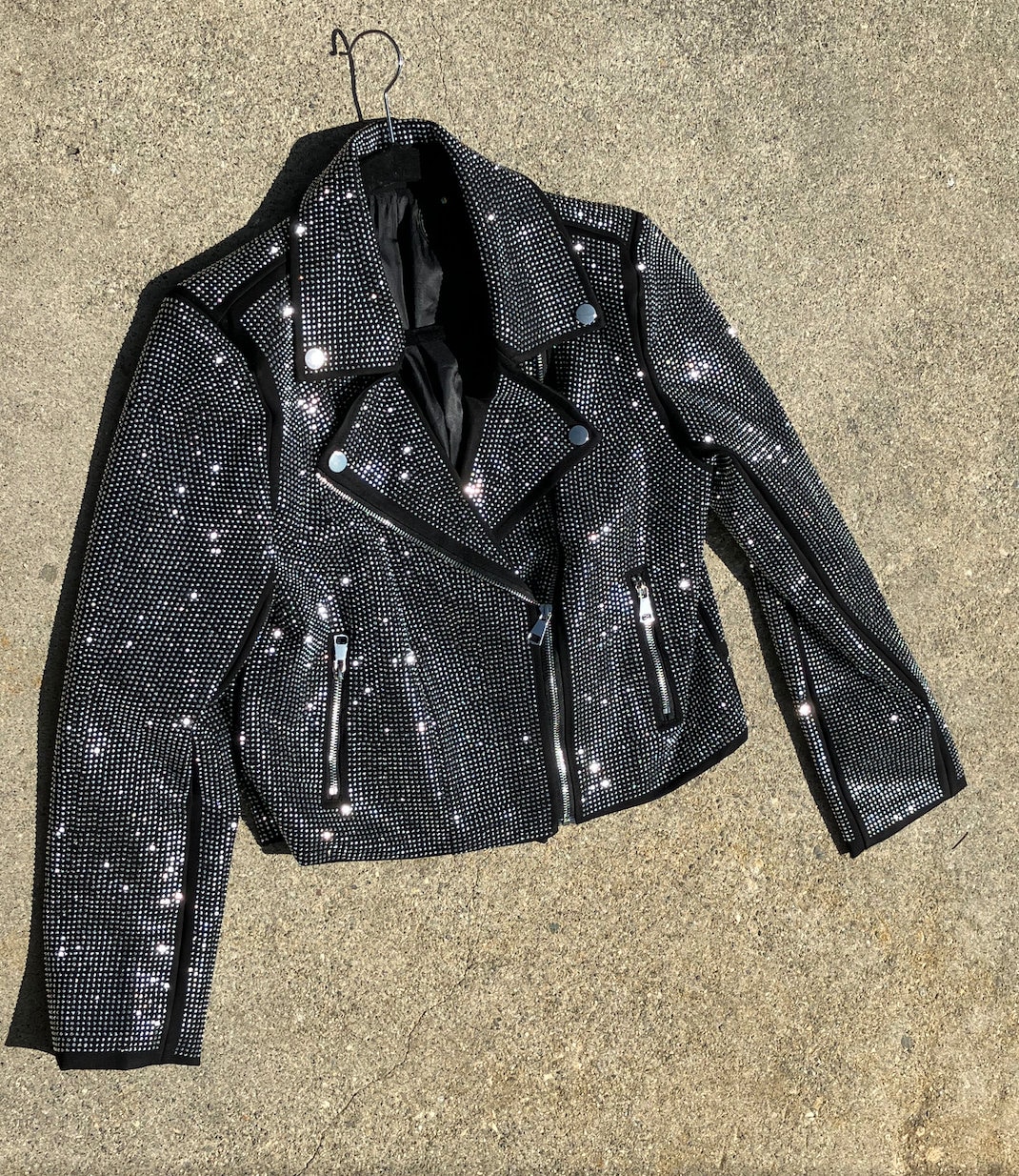 VEGAN Friendly Heavy Swarovski Covered All Over Rhinestone Biker Jacket ...