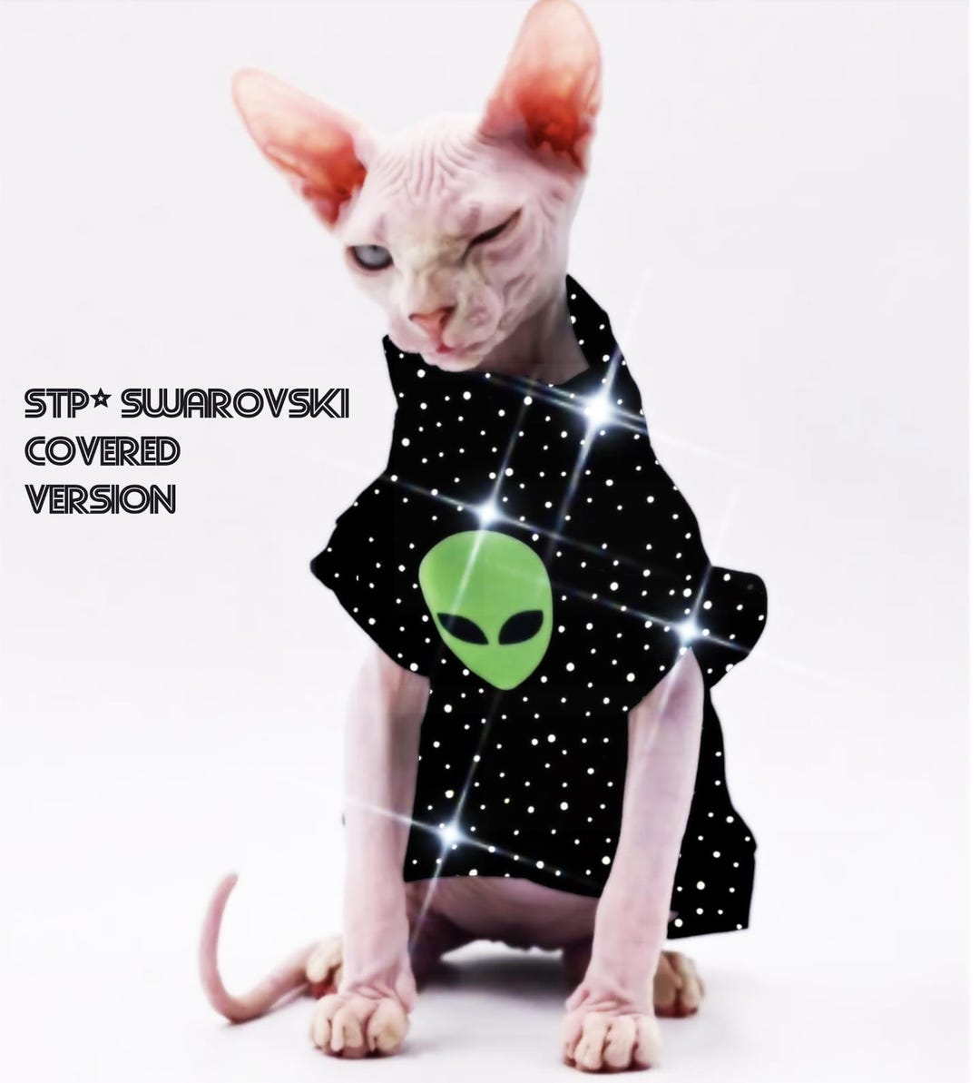 Sonicthemepark ALIEN Screen Printed Cool Cat High Collar T Shirt Unisex ...