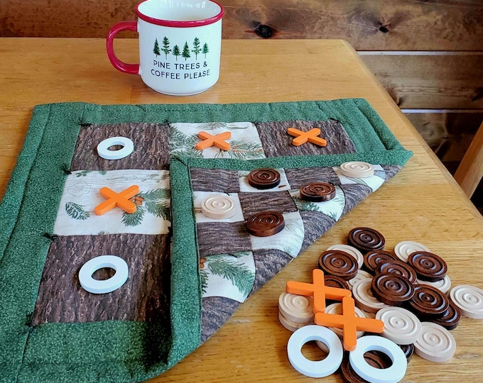 Quilted Checkers & Tic-tac-toe Game Mat, Special Occation Gifts - Etsy