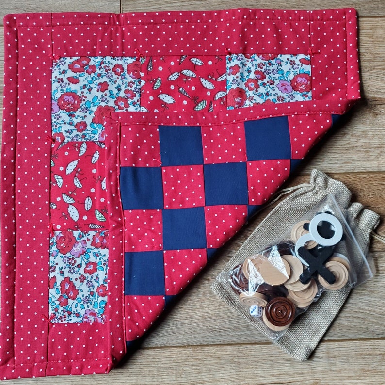 Quilted Checkers & Tic-tac-toe Game Mat - Etsy