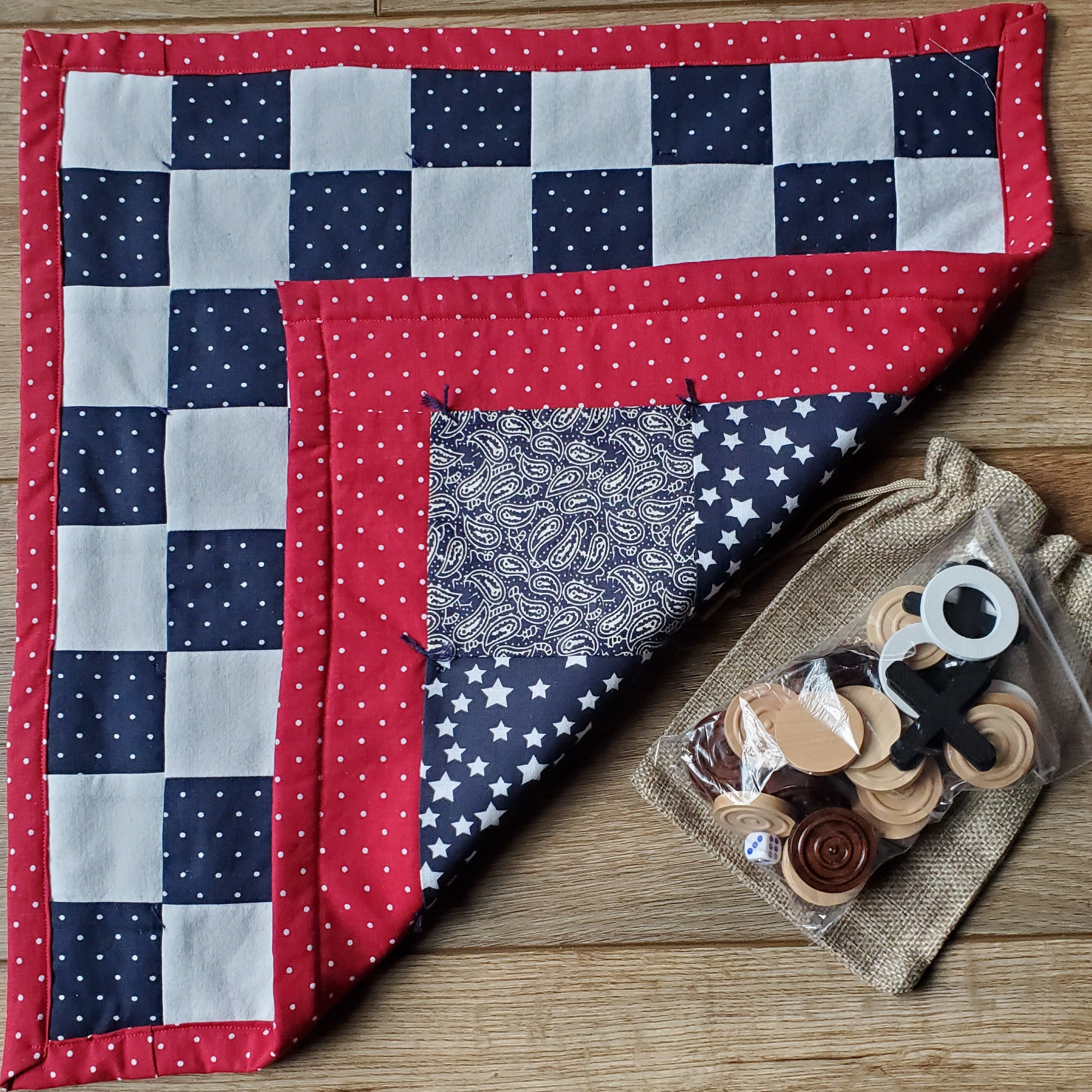 Quilted Checkers & Tic-tac-toe Game Mat - Etsy