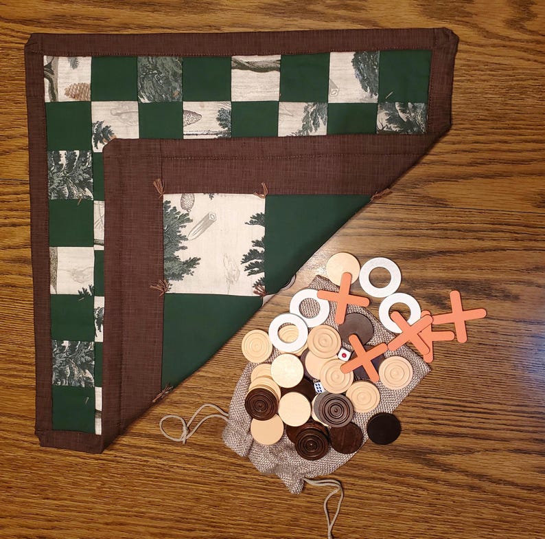 Quilted Checkers & Tic-tac-toe Game Mat - Etsy