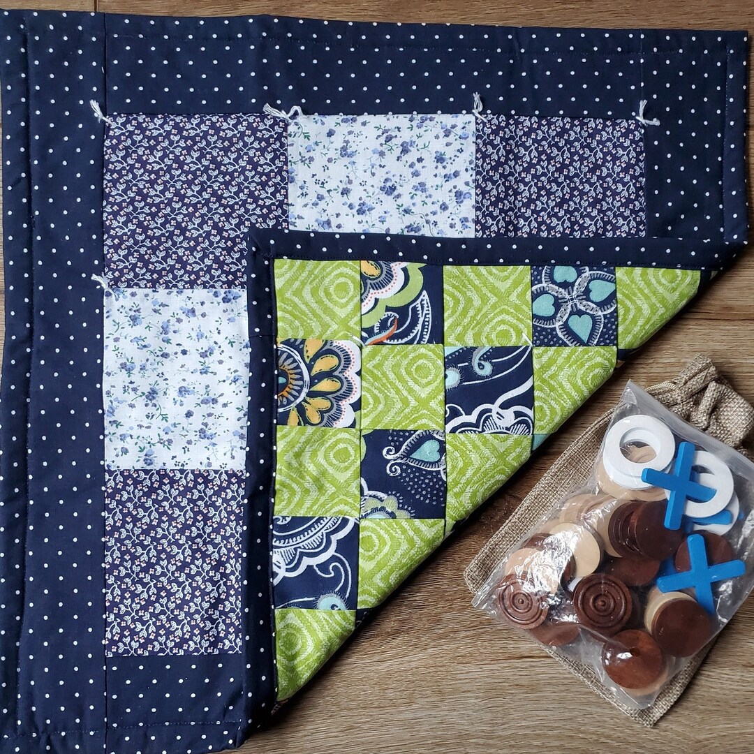 Quilted Checkers & Tic-tac-toe Game Mat - Etsy