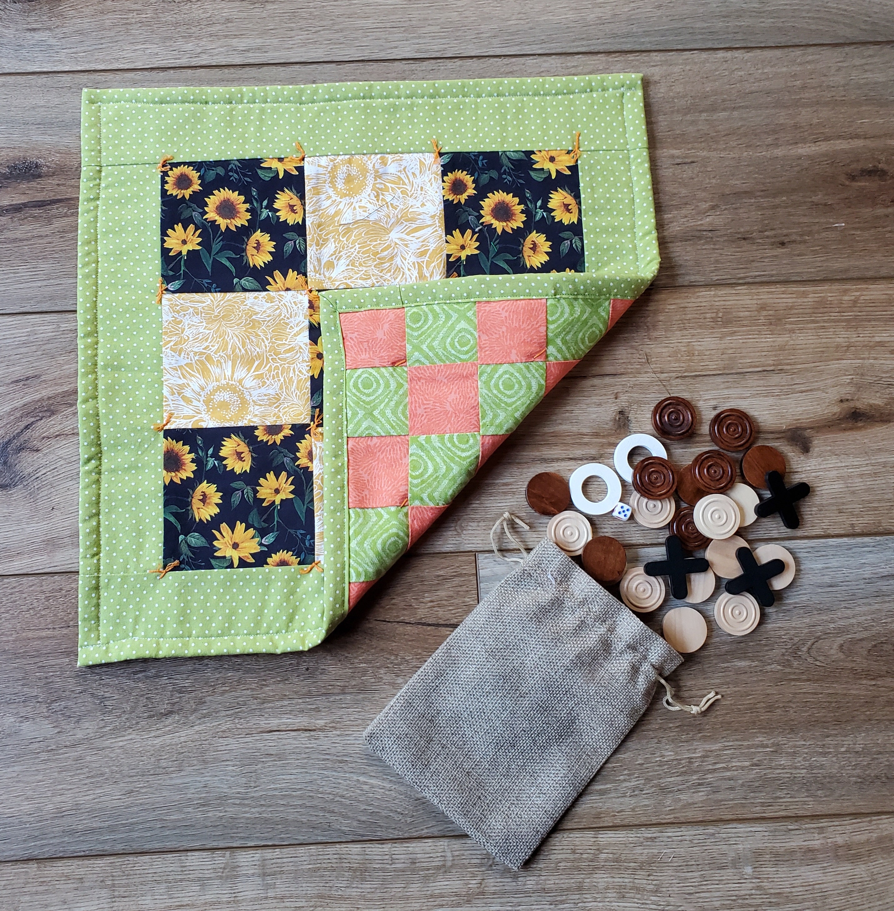 Quilted Checkers & Tic-tac-toe Game Mat - Etsy