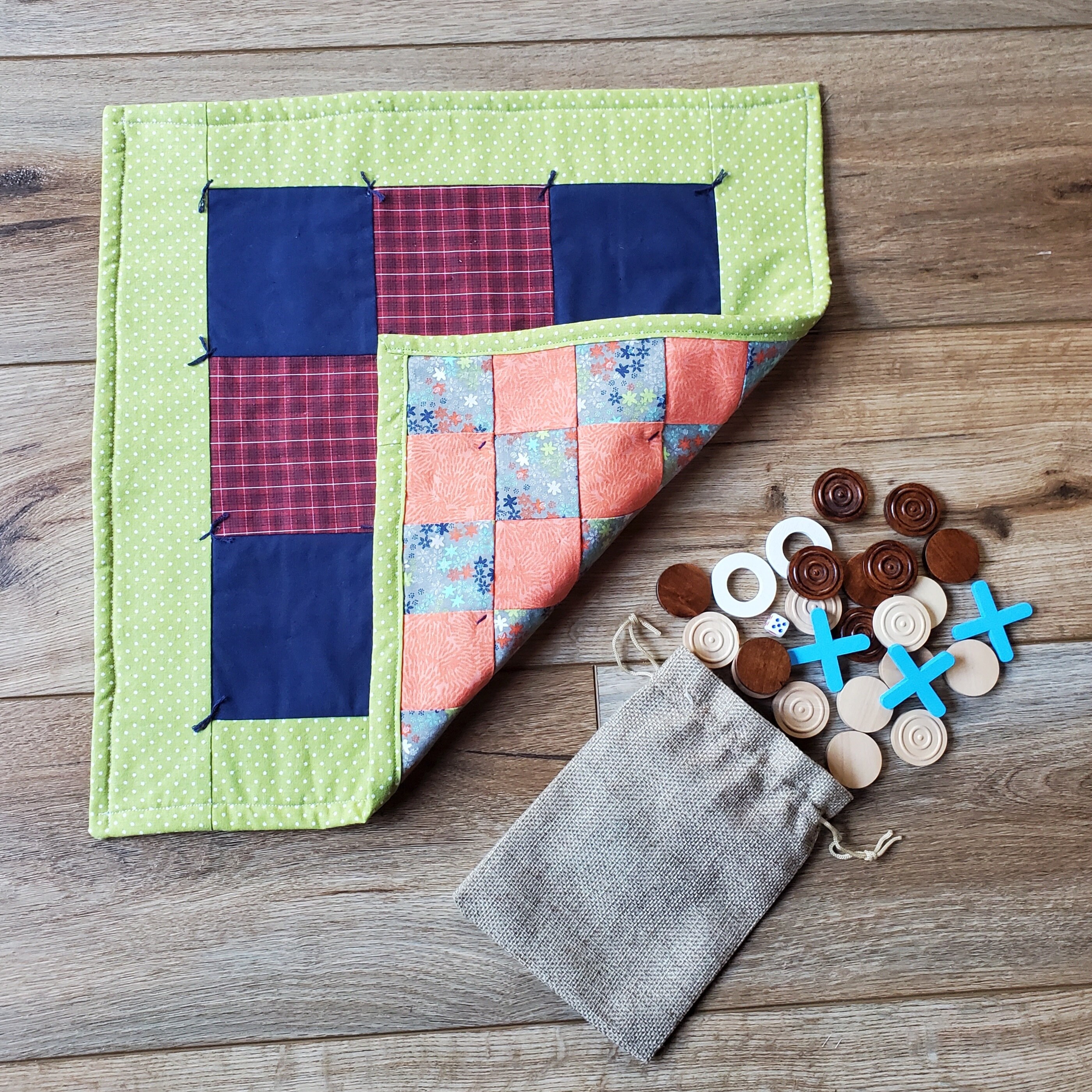 Quilted Checkers & Tic-tac-toe Game Mat - Etsy