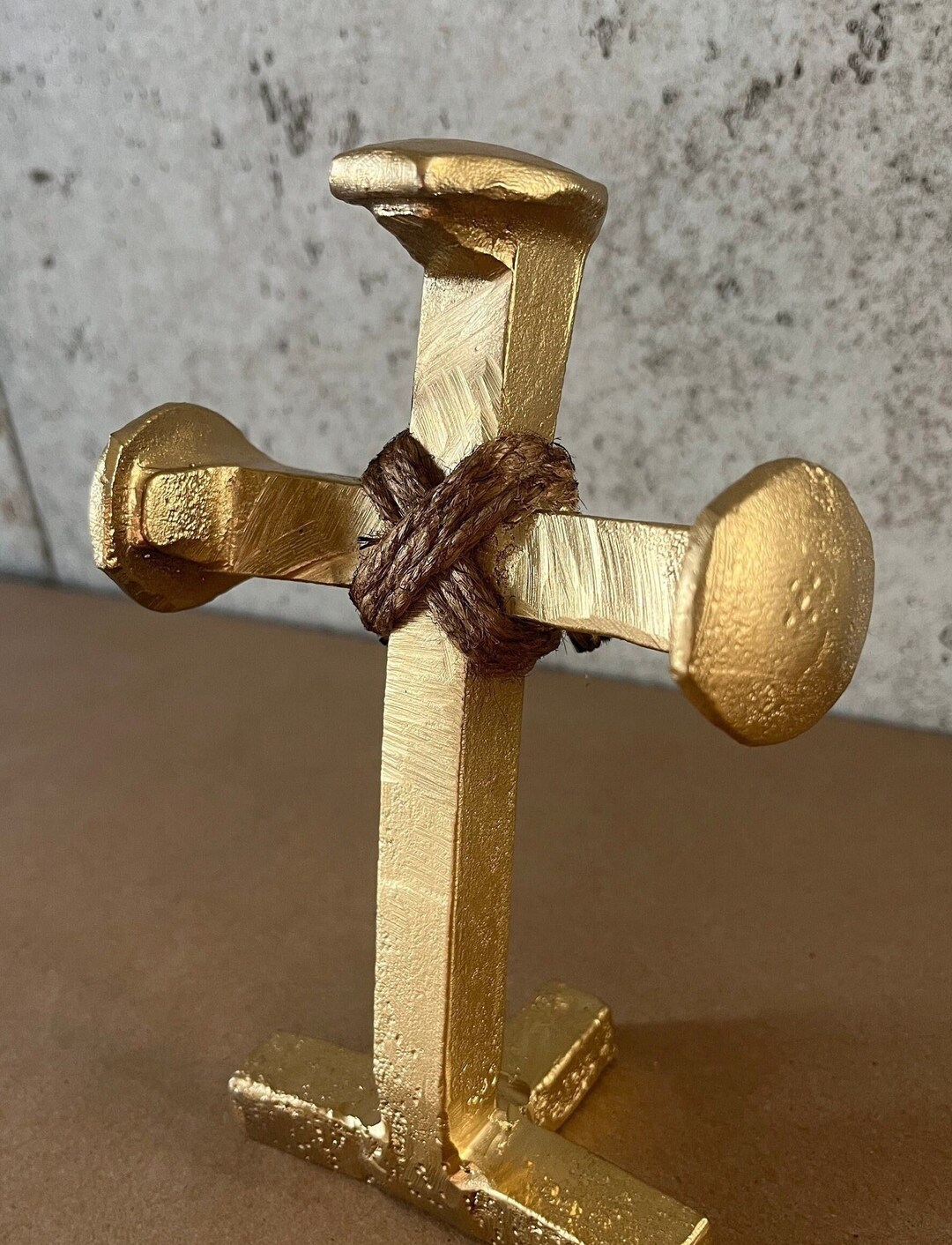 Vintage Hand Forged Railroad Spike Cross With Stand, Wall Hanger or ...