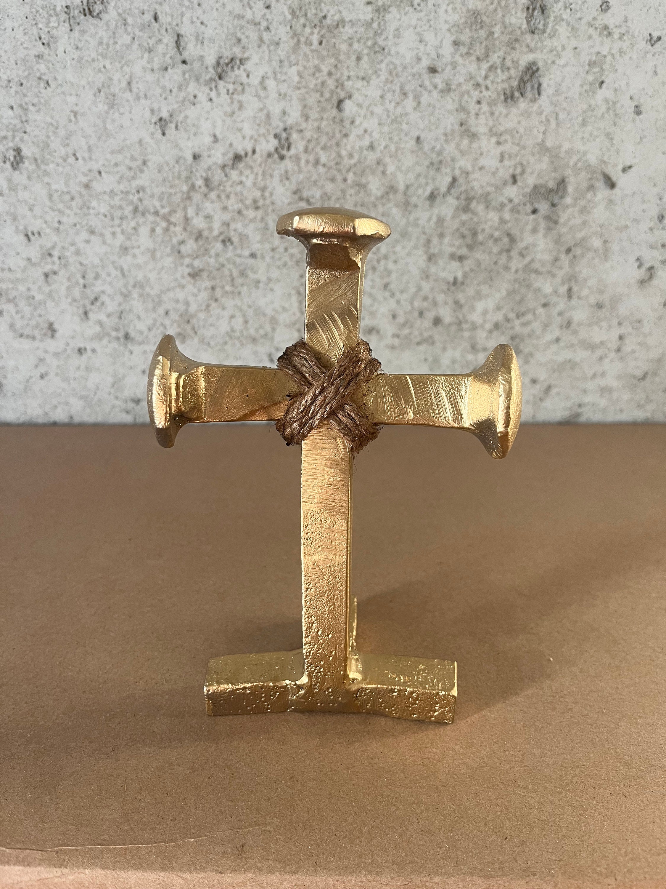 Vintage Hand Forged Railroad Spike Cross With Stand, Wall Hanger or ...