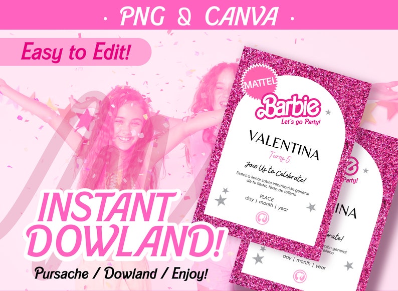 Editable Barbie Birthday Invitation Template - Etsy
