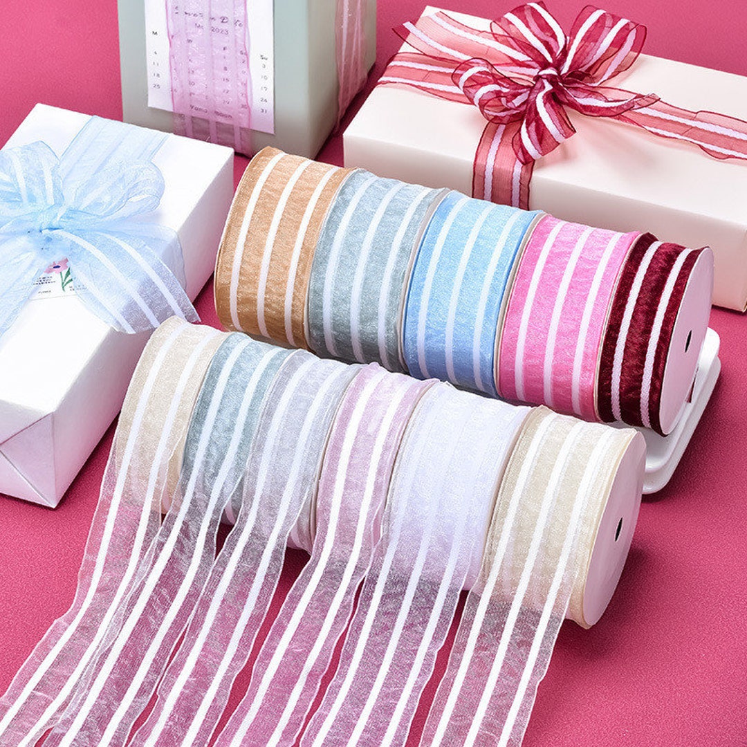Striped Pleated Chiffon Ribbon, Packaging Chiffon Ribbon, Gift Box ...