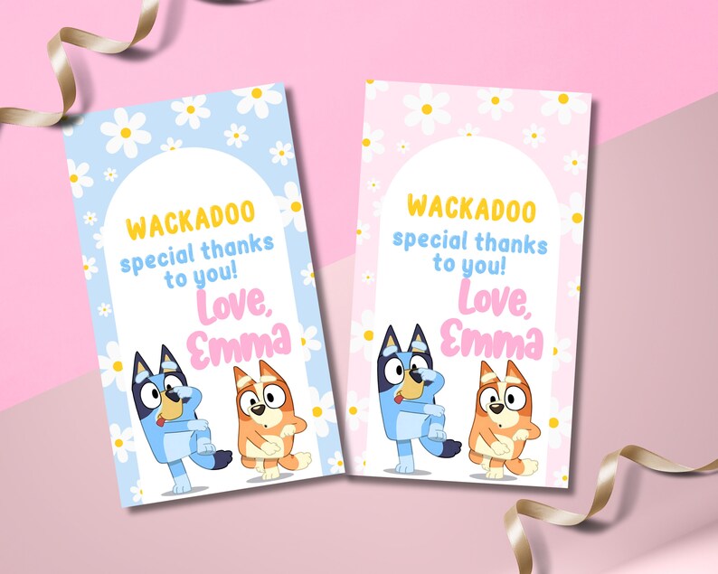 Editable Daisy Themed Bluey Thank You Card Template - Etsy