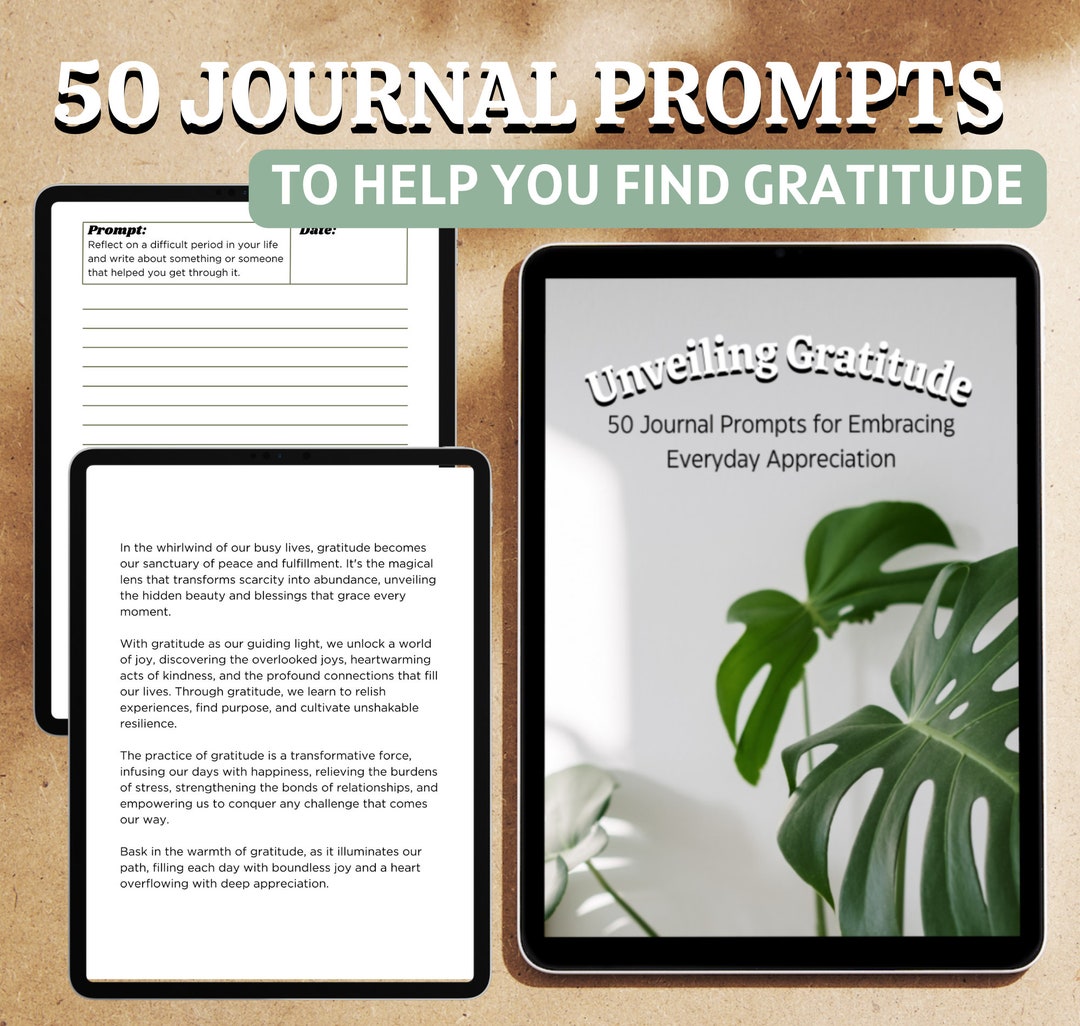 50 Guided Journal Prompts to Help You Find Gratitude - Etsy