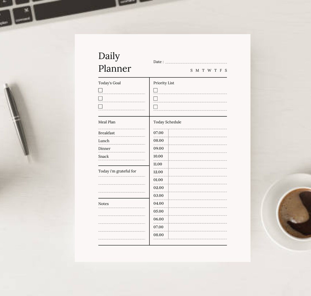 Ultimate Printable Daily Planner With Meal Plan Section, Priorities ...