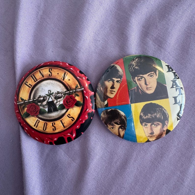 Handmade 2.25in Rock Band Button Pins Vintage One of a Kind Made From ...