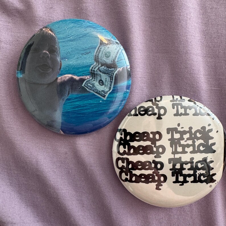 Handmade 2.25in Rock Band Button Pins Vintage One of a Kind Made From ...