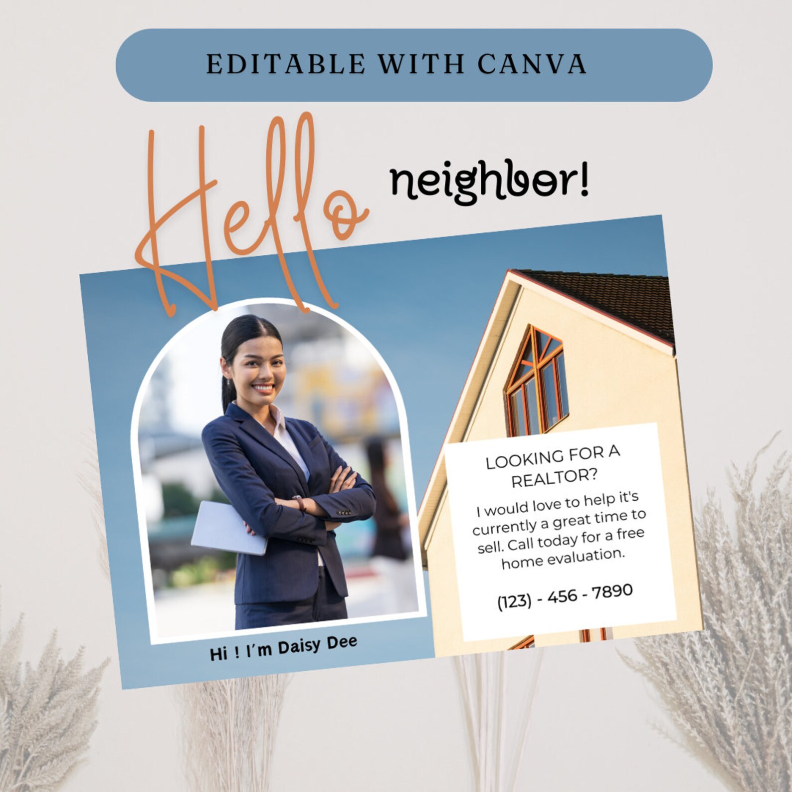 Real Estate Postcard Editable Canva Marketing Hello Neighbor Template ...