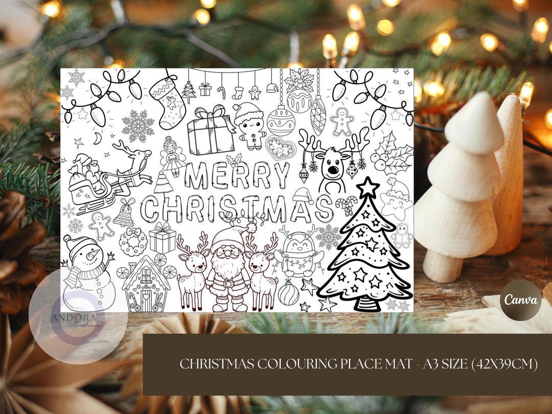 Christmas Colouring Placemat A3 Size, Kids Activity Sheet, Holiday ...