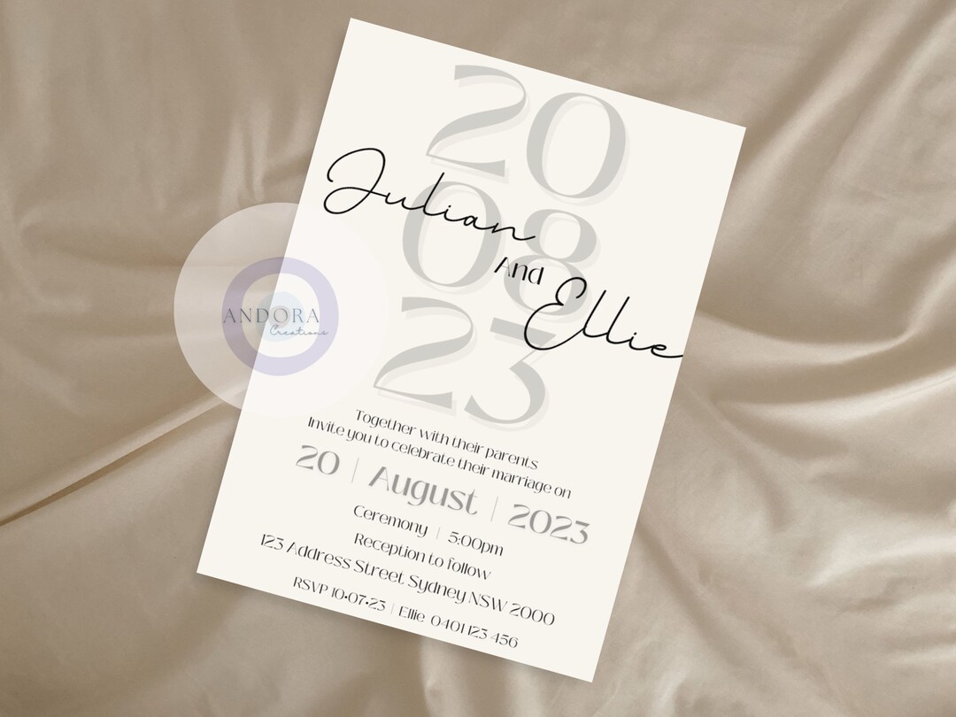 Editable the Wedding Date Invitation, Minimal Invitation, CANVA ...