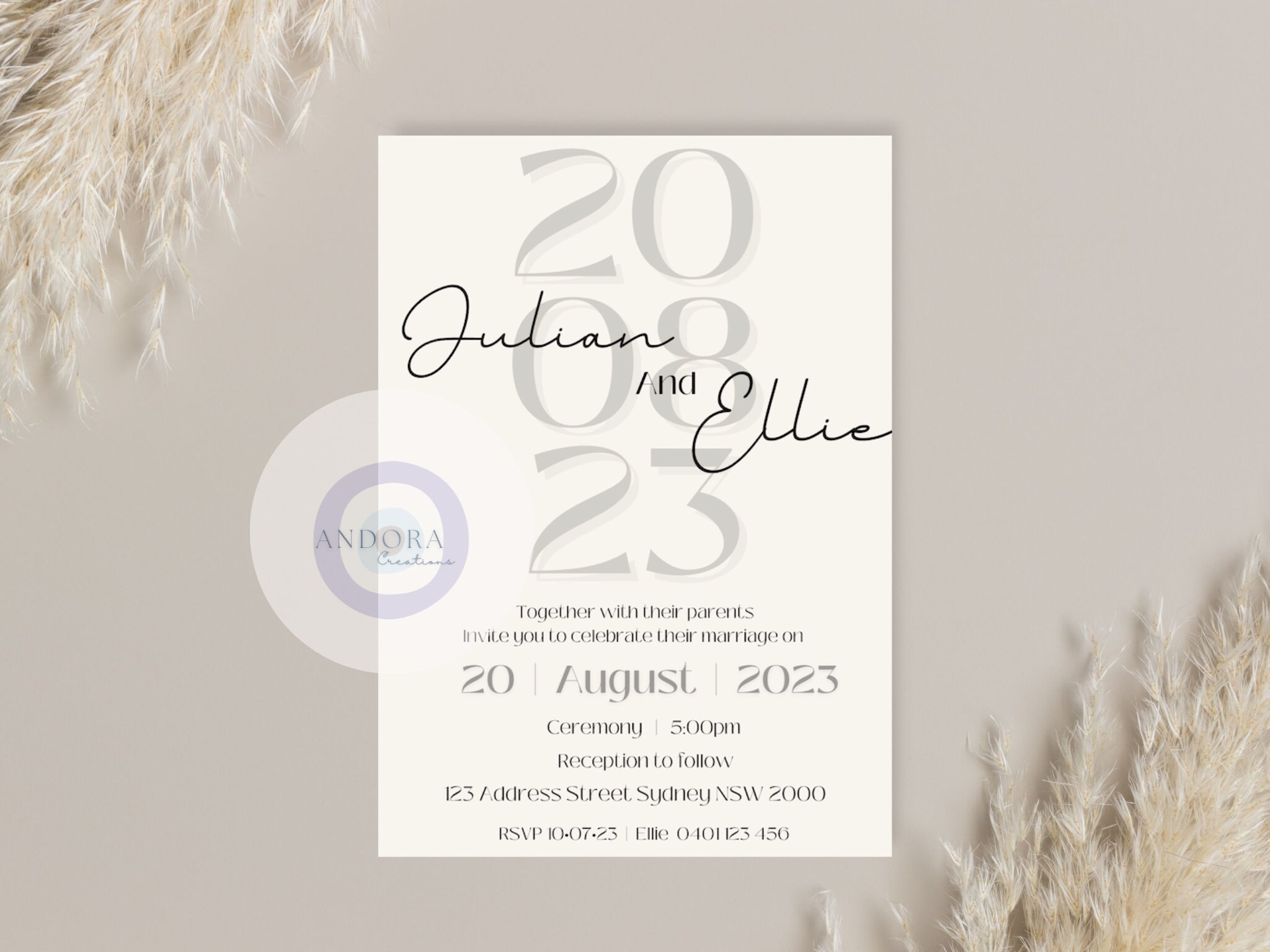 Editable the Wedding Date Invitation, Minimal Invitation, CANVA ...