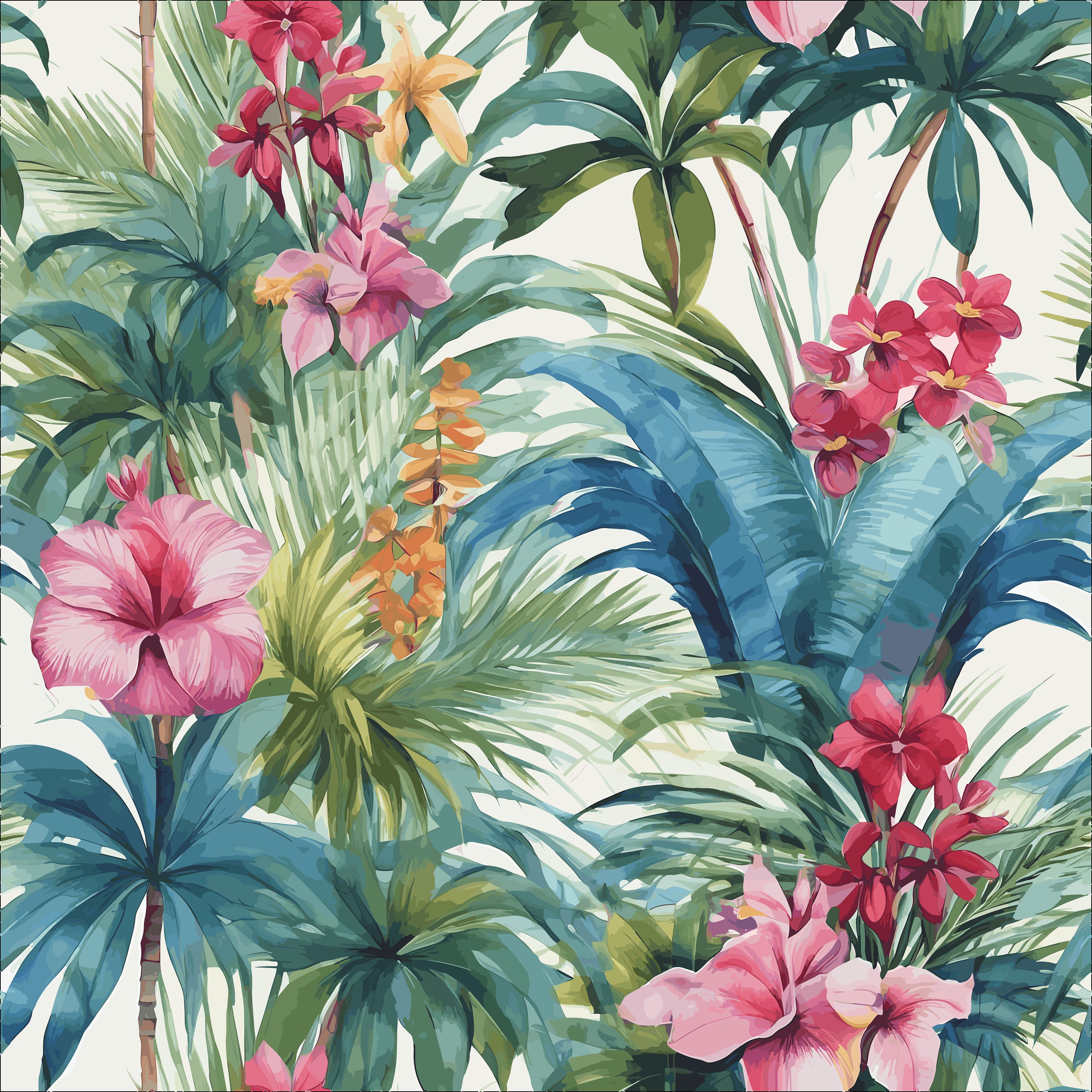 Floral Tile Flower Wallpaper | Seamless Digital Pattern | Instant ...