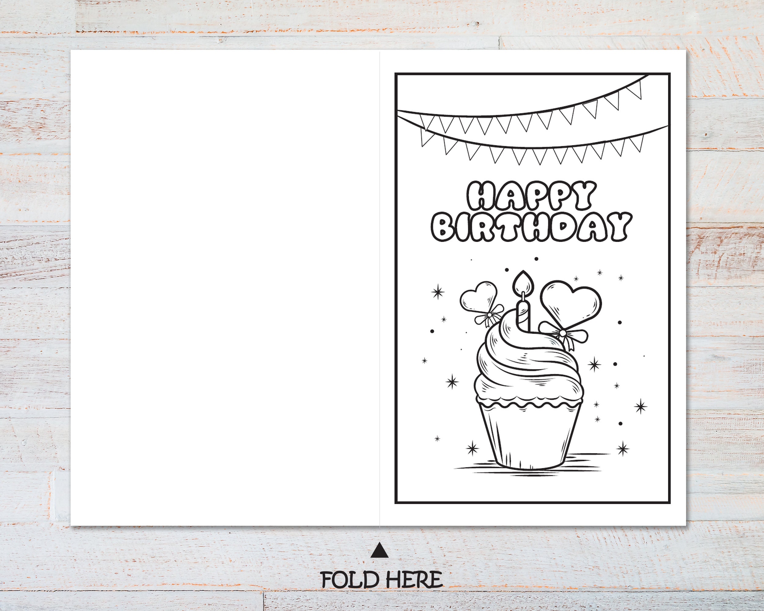 Foldable Coloring Birthday Cards Happy Birthday Coloring Book For