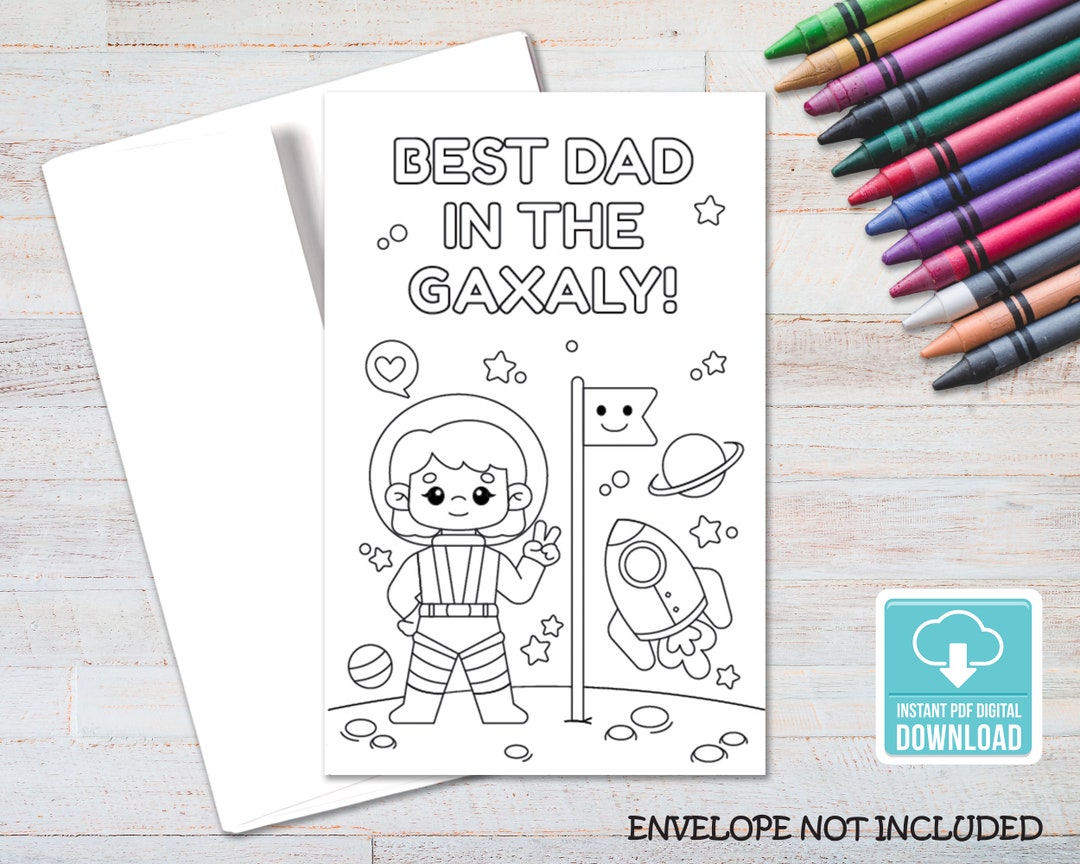 Happy Father's Day Printable Coloring Card, Father's Day Card for Kids ...