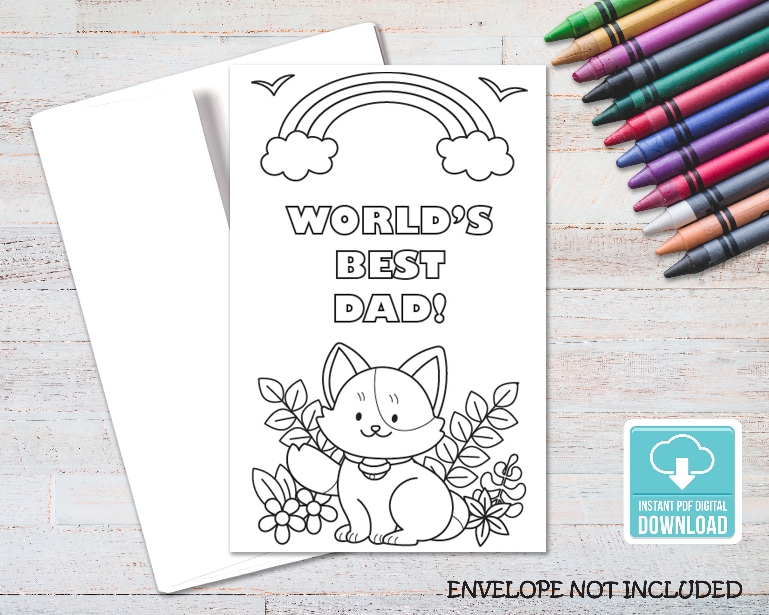 Happy Father's Day Printable Coloring Card, Father's Day Card for Kids ...