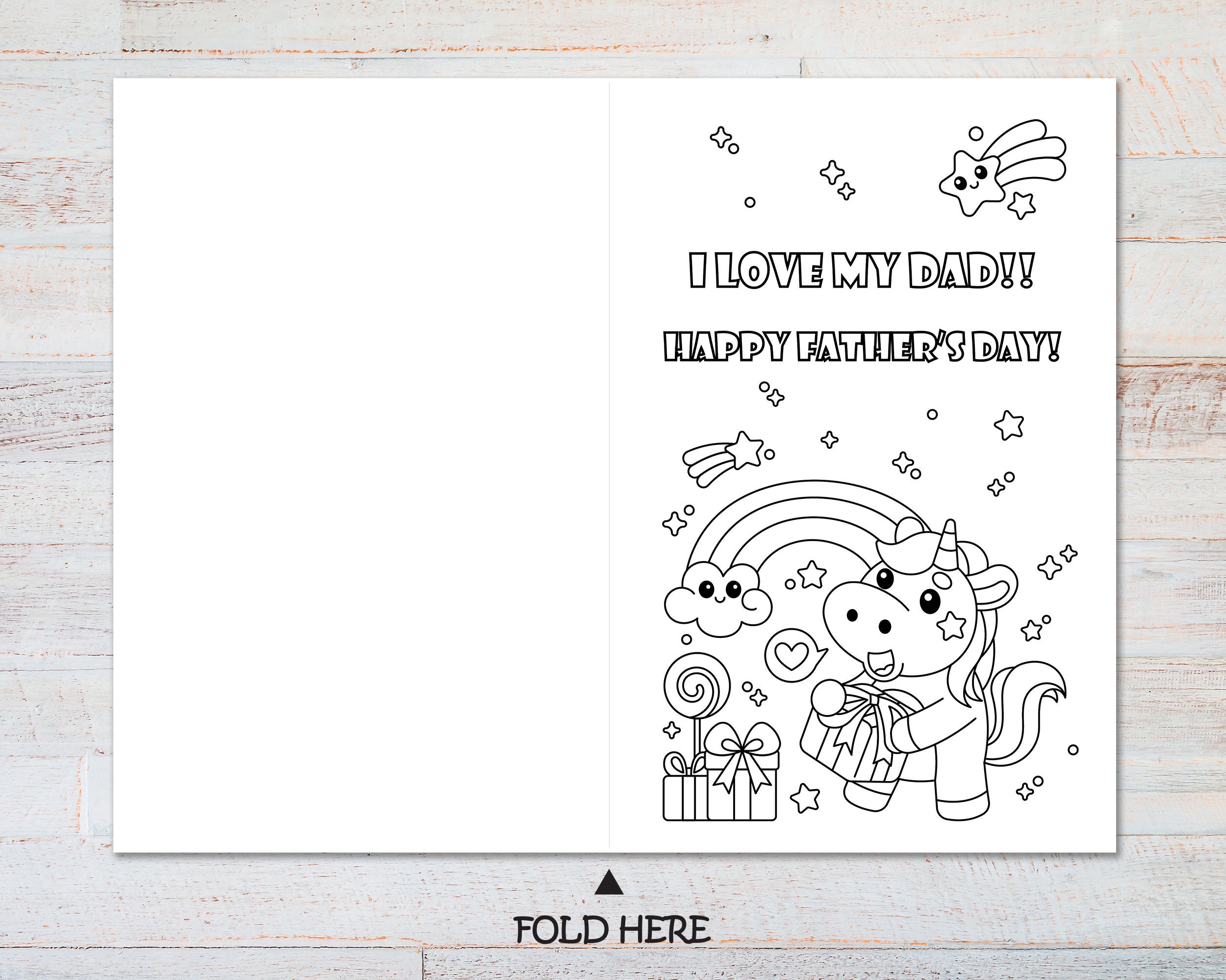 Happy Father's Day Printable Coloring Card, Father's Day Card for Kids ...