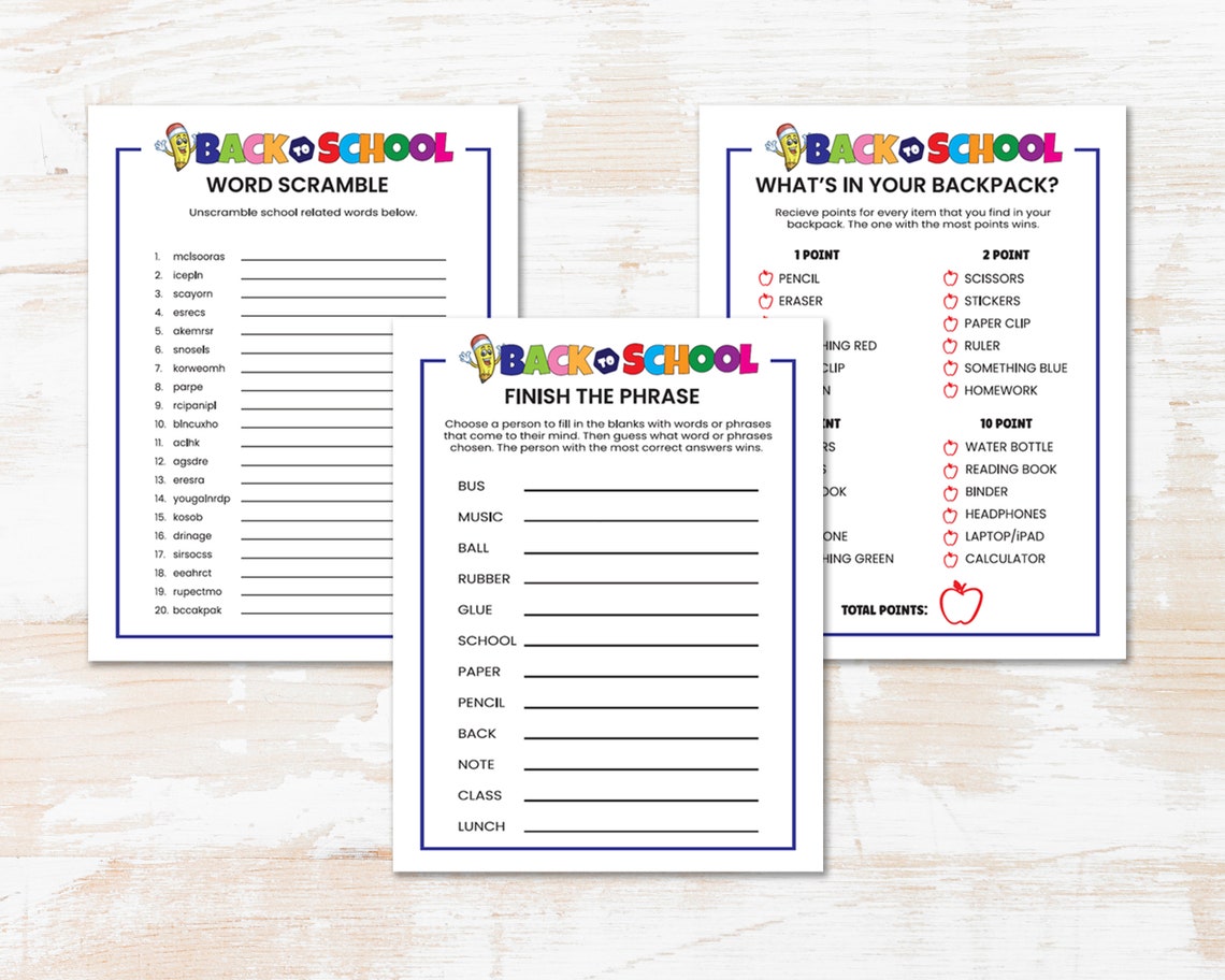 Back to School Activity Games, Back to School Kids, Classroom ...