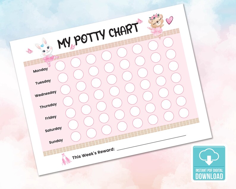 Ballerina Potty Chart, Printable Potty Chart, Potty Training Chart ...
