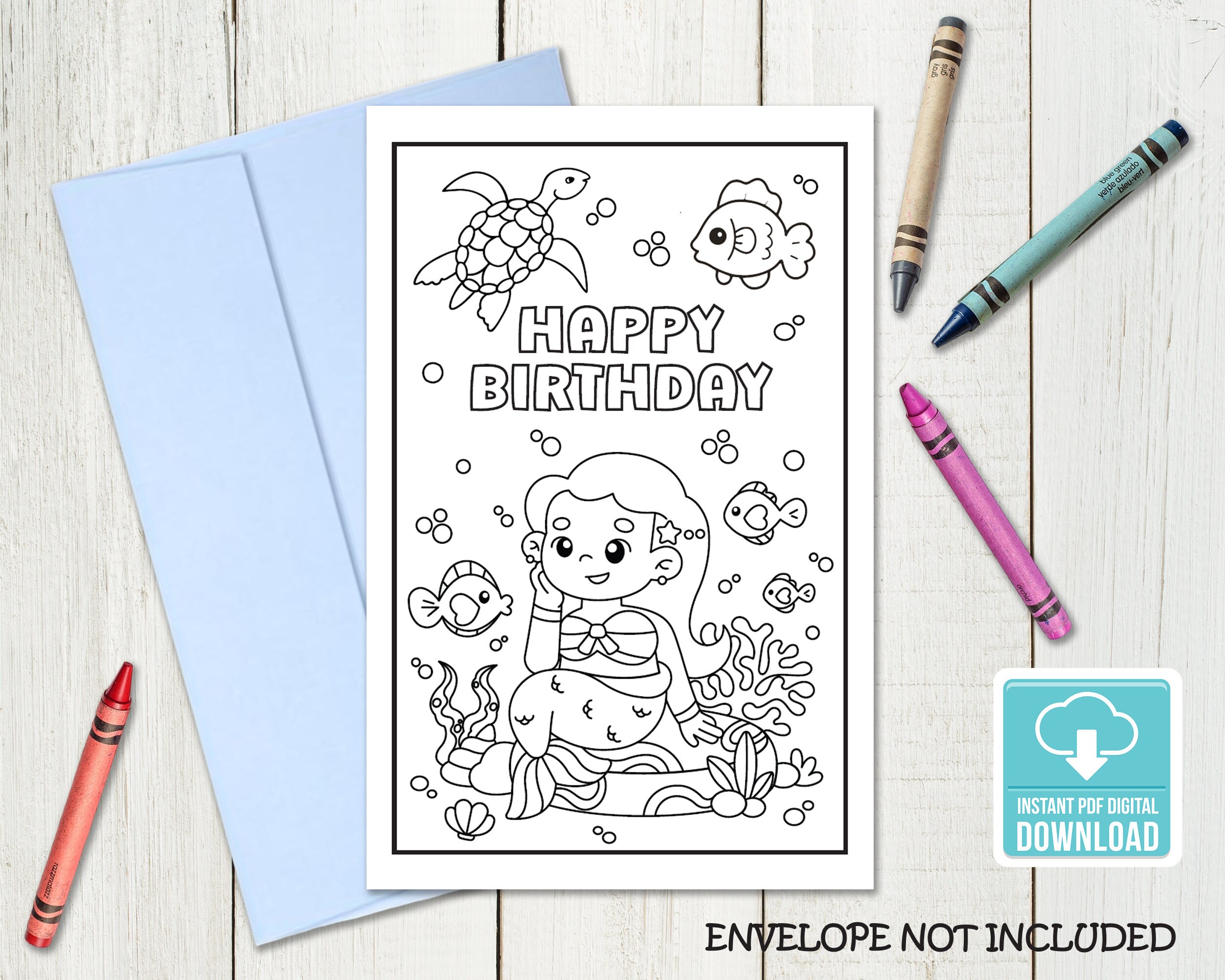 Happy Birthday Card, DIY Birthday Coloring Card, Color Your Own ...