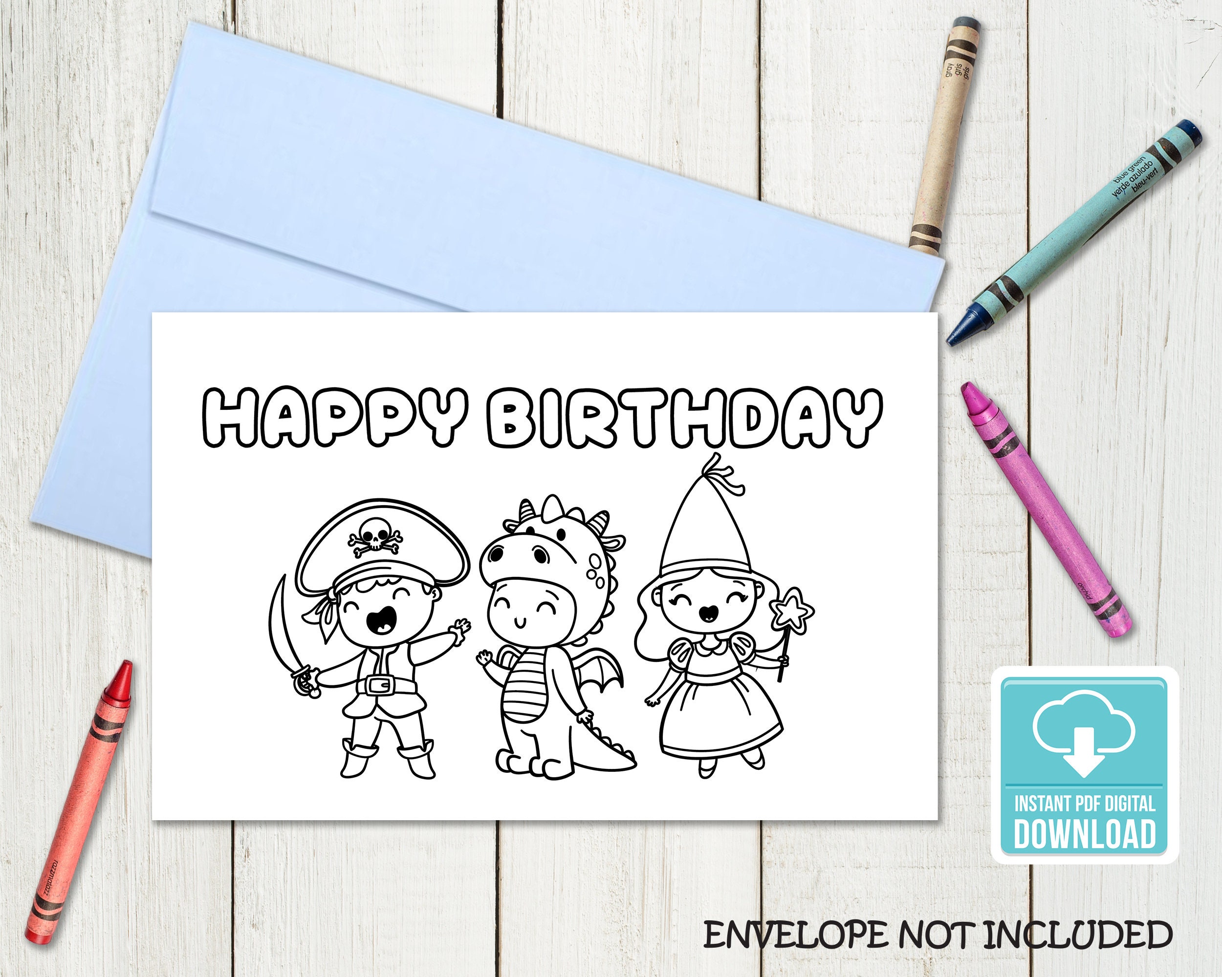 Coloring Bday Card, Happy Birthday Card, Color Your Own, Birthday ...