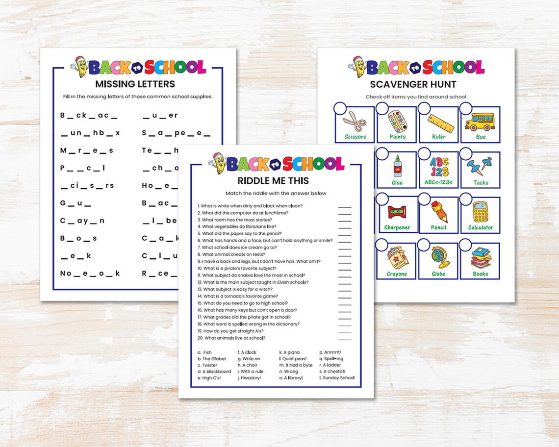 Back to School Activity Games, Back to School Kids, Classroom ...