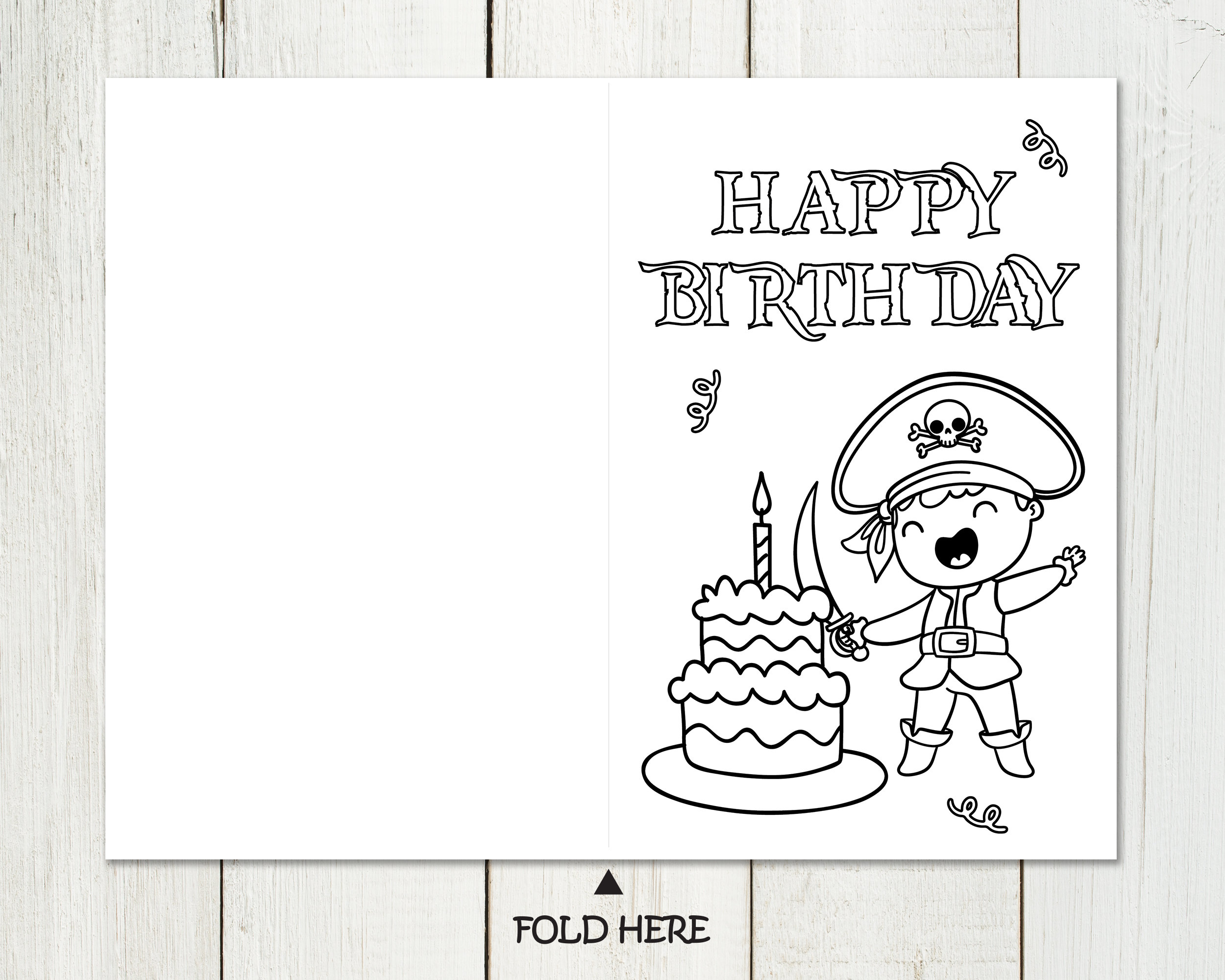Coloring Birthday Card, Birthday Card, Color Activity for Kids ...