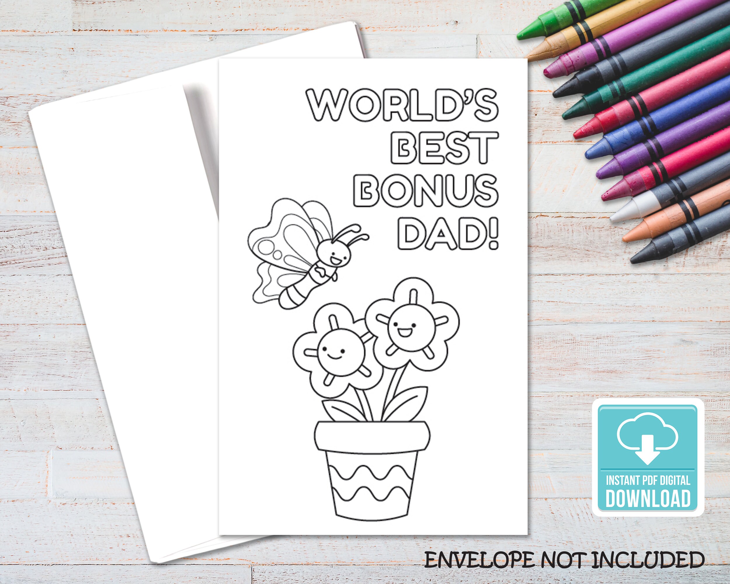 Happy Father's Day Printable Coloring Card, Bonus Dad, Father's Day ...