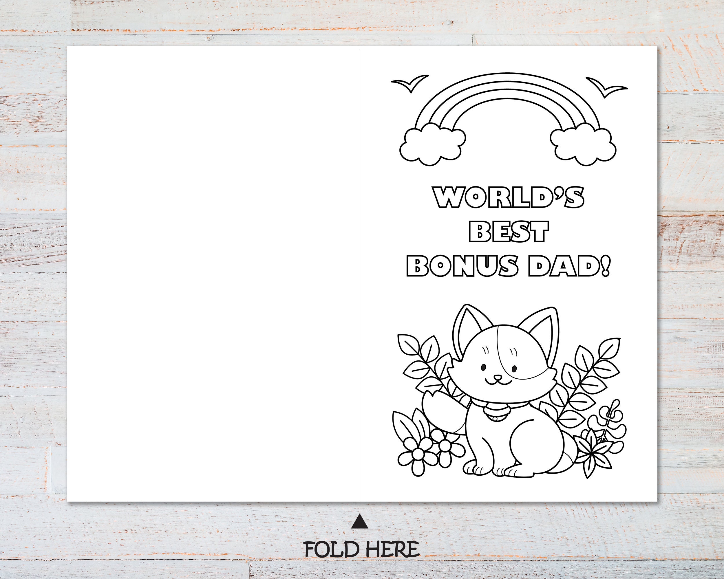 Happy Father's Day Printable Coloring Card, Bonus Dad, Father's Day ...