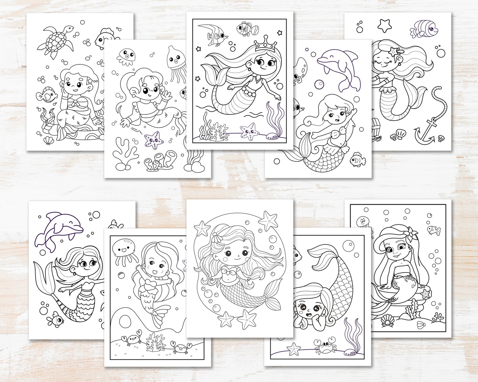 Mermaid Coloring Pages, Mermaid Printable, Mermaid Coloring Book, Girls ...