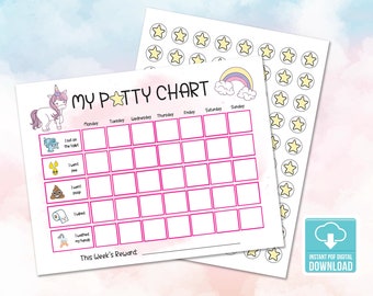 Unicorn Potty Chart for Girls Toilet Training Chart Kids Potty Chart ...