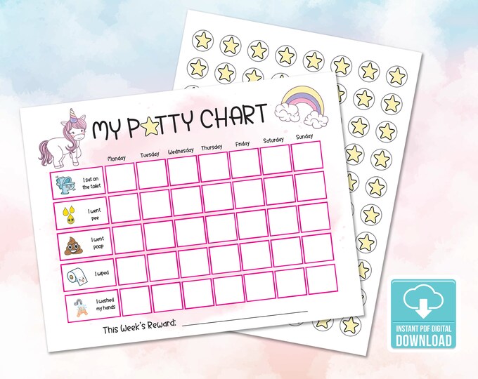 Potty Training Chart [PINK] Printable|kids Toilet Training Reward Chart ...