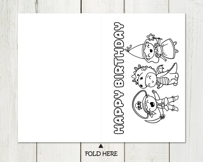 Coloring Bday Card Happy Birthday Card Color Your Own - Etsy