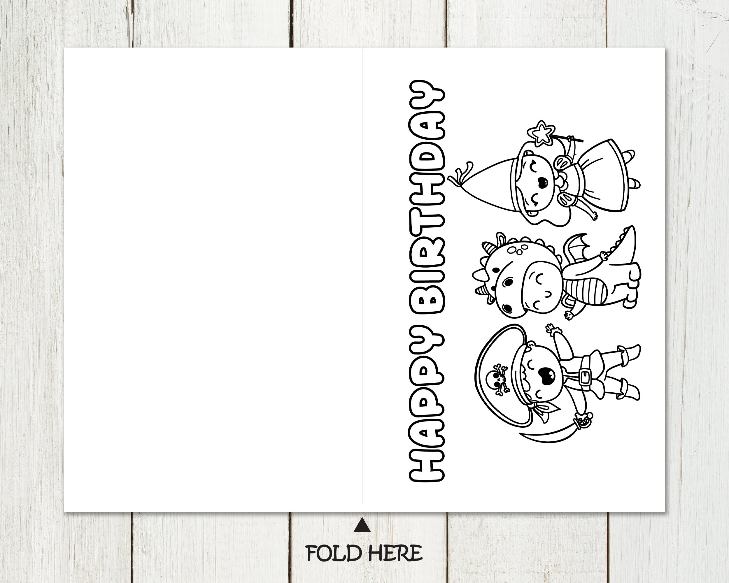 Coloring Bday Card, Happy Birthday Card, Color Your Own, Birthday ...