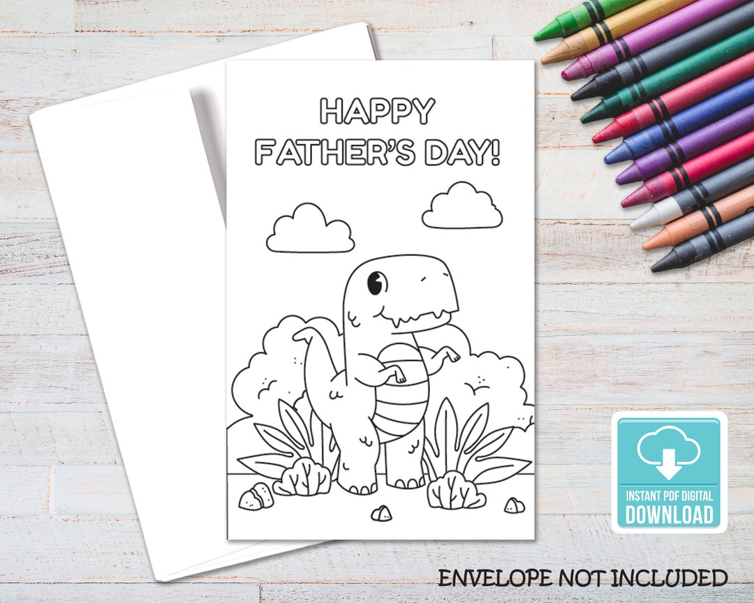 Happy Father's Day Printable Coloring Card, Father's Day Card for Kids ...