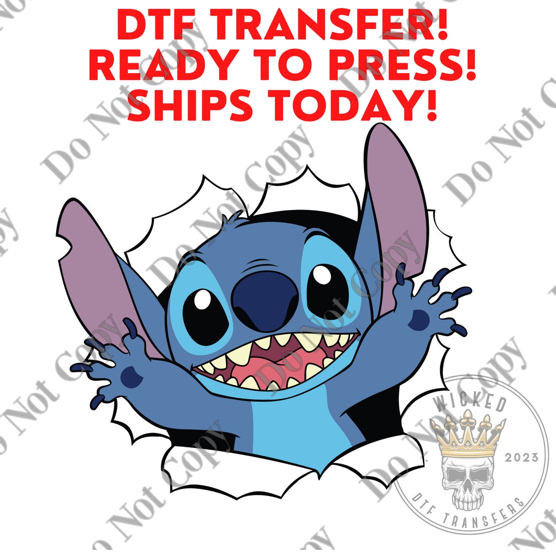 Stitch DTF Transfers, Disney Stitch Iron on Prints, Stitch HTV, Stitch ...